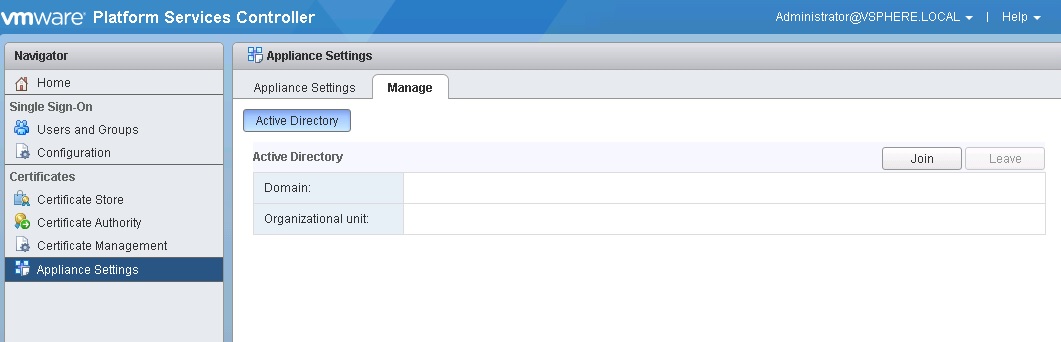 Joining a Platform Service Controller to the AD Domain (vCSA 6.0 ...